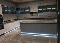China Grey Brown Quartz Stone Top Quartz Bathroom Worktops NSF SGS Certification for sale