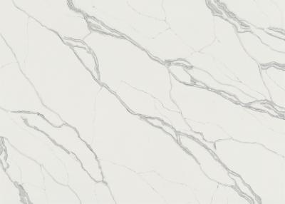China High Density White Engineered Quartz Countertops 20mm Leather Finished Slab for sale