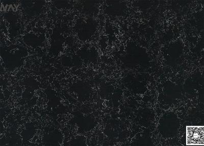 China Artificial Black Quartz Stone Slab 6.5 Mohs Hardness 3200x1800mm Countertop Tile for sale