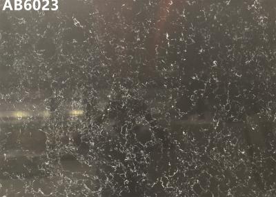 China Polished Black Quartz Kitchen Countertops 3200x1800mm with 6.5 Mohs Hardness and SGS/NSF Certification for sale