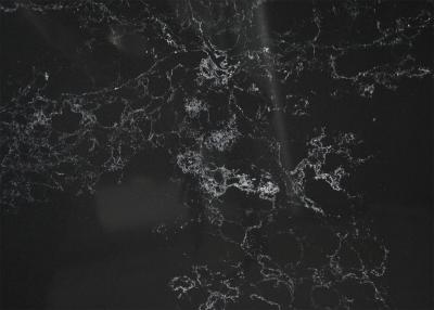 China Anti Penetration Black Quartz Floor Tiles Engineered Quartz Slabs 6.5 Mohs Hardness 3200x1800mm for sale