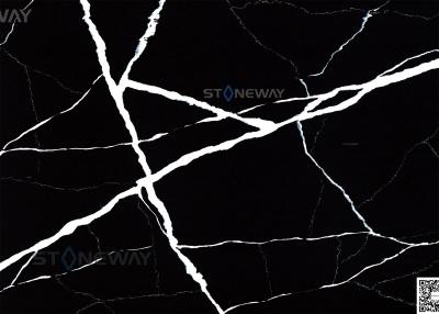 China Black Quartz Stone Worktops 3200x1800mm with 6.5 Mohs Hardness and Acid Resistance for Countertops for sale