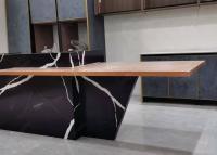China Solid Black Quartz Kitchen Countertops 3200x1600mm with 7-Grade Hardness and Heat Resistance for sale