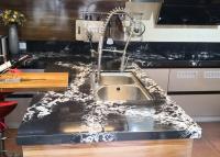 China Scratch Resistant Honed Black Quartz Countertops - 3200x1600mm Size, 2.45g/cm³ Density, Multiple Thickness Options for sale