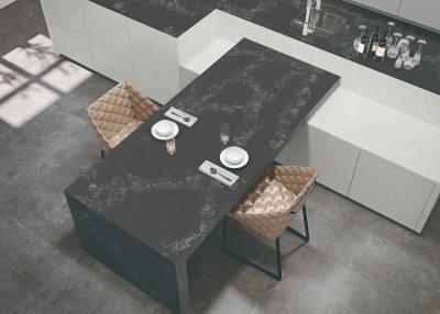 China Black Sparkle Quartz Floor Tiles 12-30mm Thickness | 93% Natural Quartz | 3200×1600mm Slabs for sale