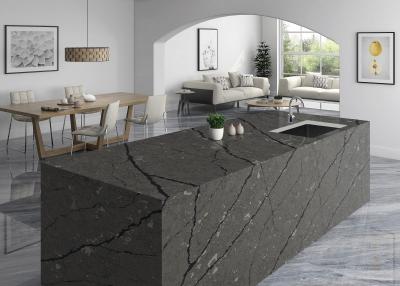 China Light Grey Quartz Floor Tiles & Black Quartz Countertops - 93% Quartz Content, Mohs 7 Hardness, Heat Resistant for sale