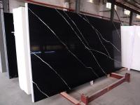 China Black Calacatta Quartz Vanity Top 3200x1800mm - 2.45g/cm³ Density with SGS/NSF Certification for sale