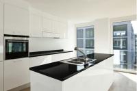 China High Antifouling  Engineered Artificial Quartz Stone Pure Black Surface 6.5Mohs Hardness for sale
