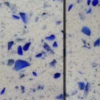 China Scratch Resistant 3000x1600 Artificial White Quartz with Blue Glass - 6mm to 30mm Thickness Options for sale