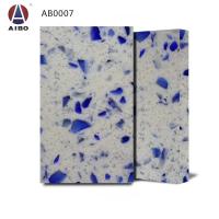 China Scratch Resistant 3000x1600 Artificial White Quartz with Blue Glass - 6mm to 30mm Thickness Options for sale