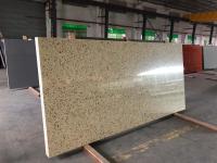 China 12MM Beige Artificial Quartz Slabs With Red Rust Glass Bathroom Vanity Top for sale