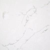 China 18mm Carrara Quartz Slab 3200x1800mm with Chalky Black Veins for Kitchen Countertops for sale