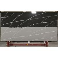 China 20mm Calacatta White Veined Quartz Countertop Slab Two Color Shades Engineered Stone for sale
