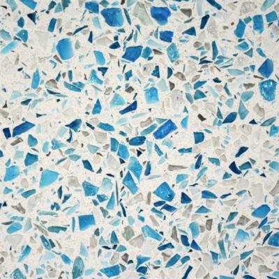 China Blue Shade Glass Quartz Surface 3000x1500mm Engineered Stone for Kitchen Bathroom for sale