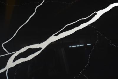 China Impact Resistant Black Quartz Stone Slab 3000x1600mm for Flooring and Countertops for sale