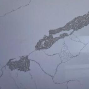 China White Calacatta Quartz Slab 20mm 2.2g/cm3 Jumbo Size 3200x1800mm Grey Veins Patches for sale