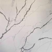 China Custom Size 25MM White Calacatta Quartz Stone With Big Grey Veins for sale
