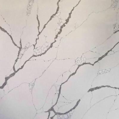 China Custom Size 25MM White Calacatta Quartz Stone With Big Grey Veins for sale
