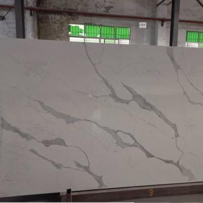 China White Nebulous Calacatta Quartz Stone Slab 3200x1600mm for Kitchen Countertop for sale