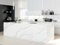 China Engineered White calacatta quartz kitchen countertops SGS for sale