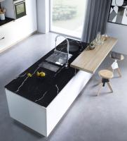 China High Black Glass Color Calacatta Quartz Stone Countertop - NSF Certified, 3200x1600mm Slabs, 6-30mm Thickness for sale