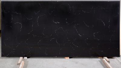 China Marble Look Black Artificial Cararra Quartz Stone Slab Easy Clean for sale