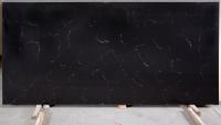 China Home Decoration Engineered Artificial Cararra Quartz Stone Sheet Black Color for sale