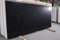 China Home Decoration Engineered Artificial Cararra Quartz Stone Sheet Black Color for sale