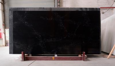 China 10mm Thickness Black Artificial Quartz Stone Wall Panels Man Made for sale