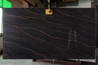 China Heat Resistant Calacatta Black Quartz Stone Tops for Kitchen Design Wall for sale