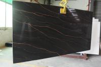 China Heat Resistant Calacatta Black Quartz Stone Tops for Kitchen Design Wall for sale