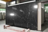 China SGS Black Calacatta Artificial Quartz Stone Kitchen Countertop Heat Resistant for sale