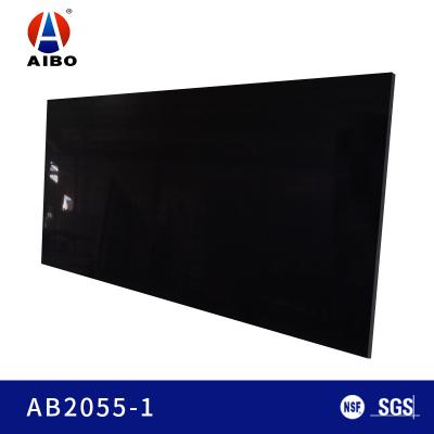 China Stain Proof 18mm Black Artificial Quartz Stone Kitchen Backsplash Slab 3000x1400mm for sale