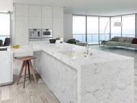 China Engineering White Artificial Carrara Quartz Stone Kitchen Countertop Antifouling for sale