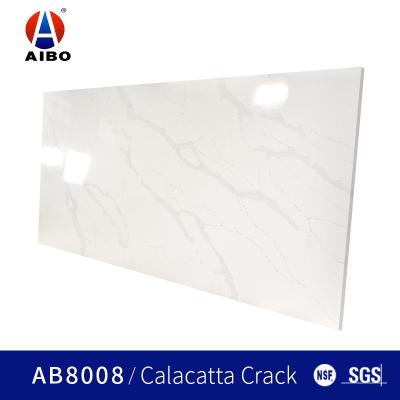 China White Calacatta Quartz Countertop 18mm Thick - 3200×1800mm Jumbo Slabs with Grey Veining for sale
