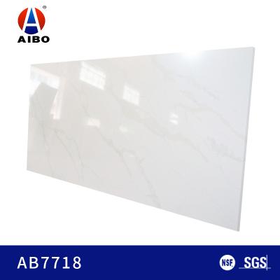 China 3200x1600mm White Calacatta Quartz Slab 12mm Thick for Kitchen Countertop for sale