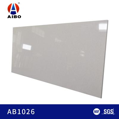 China 3200*1800*15MM Snowfall White Recycled Glass Wall Panel Quartz Slab for sale