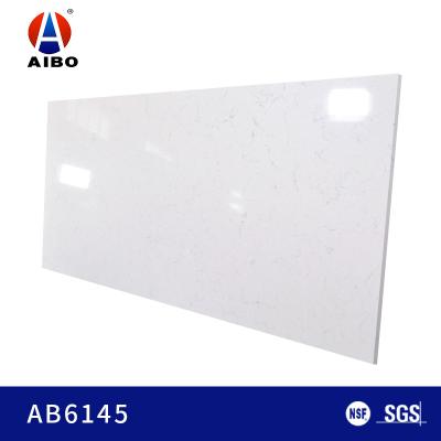 China 18mm Carrara Quartz Slab 3200x1800mm with Chalky Black Veins for Kitchen Countertops for sale