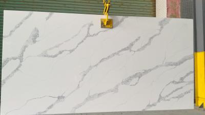 China Calacatta Quartz Stone Vanity Top 3200x1600x20mm Island Benchtop Slab for sale