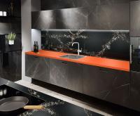 China Pure Orange Quartz Stone Slab 15mm 20mm Thickness 3000x760mm Scratch Resistant Decoration Material for sale