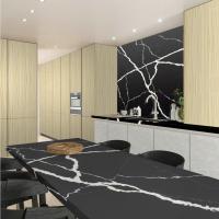 China Anti Faded Calacatta Black Quartz Stone Slab 600x300mm for Window Sill Kitchen Countertop for sale