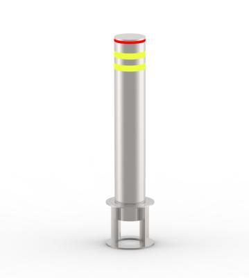 China In-Ground Stainless Steel Fixed Parking Bollard 600mm Height IP67 Rated Reflective Traffic Barrier for sale