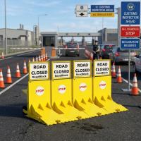 China Crash-Tested Mobile Vehicle Barrier 60 Tons Load Capacity Reusable After Impact Road Blocker System for sale