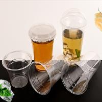 China Customizable Wine PET Plastic Cups Smoothies With Carton Box for sale