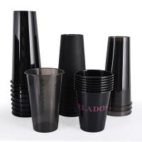 China 12oz 16oz PP Plastic Cups Custom Design Eco Friendly Black PP Plastic Drink Cups for sale