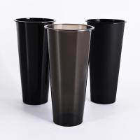 China Transparent Black PP Plastic Cups 12oz 16oz 24oz Drinking Cup For Juice for sale