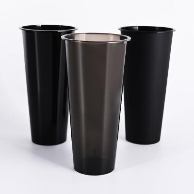 China Transparent Black PP Plastic Cups 12oz 16oz 24oz Drinking Cup For Juice for sale