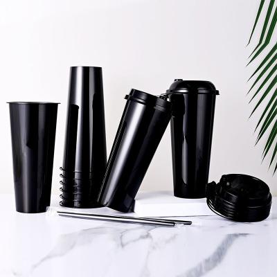 China 98mm Diameter PP Plastic Cups With Lids For Cold Drink Coffee Juice Bubble Milk Tea for sale