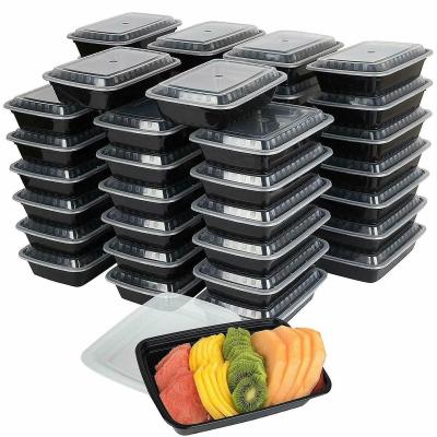 China Rectangular 1000ml Microwavable Disposable PP Food Container with Lid for sale