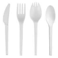 China Eco Friendly Disposable PLA Plastic Cutlery Set For Restaurants Biodegradable Cutlery for sale